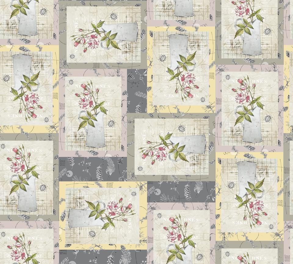 Flower Collage - Sweet Collage - Grey – Little Patchwork Cottage